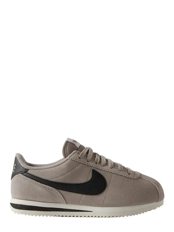 Nike Cortez Leather And Shell-trimmed Suede Sneakers - Gray