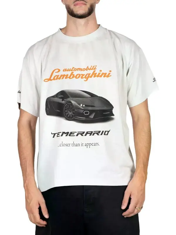 Balenciaga Automobili Lamborghini Cotton T-shirt - Neutrals