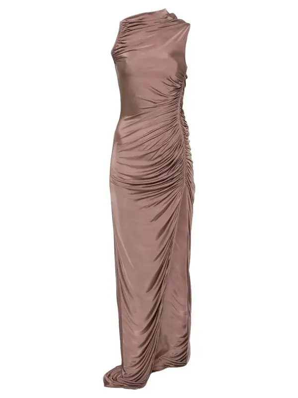 Rick Owens Ruched Maxi Dress - Brown