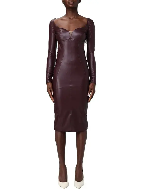 Elisabetta Franchi Long Sleeve Dress - Wine