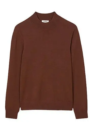Sandro High-neck Regular-fit Wool Jumper - Cognac