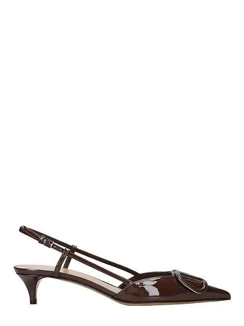 Valentino Garavani Vlogo Signature 40 Patent-leather Slingback Courts - Brown