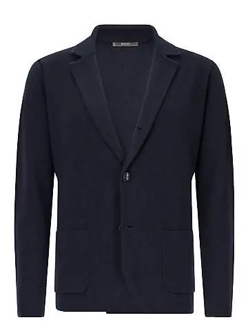 Boggi Milano Collared Single-breasted Wool Jacket - Navy Blue