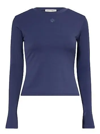 THE COUTURE CLUB Sculpting Long-sleeved Stretch-woven Top - Dark Navy