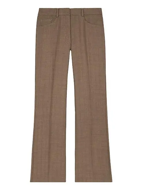 The Kooples Flared Mid-rise Wool Trousers - Camel