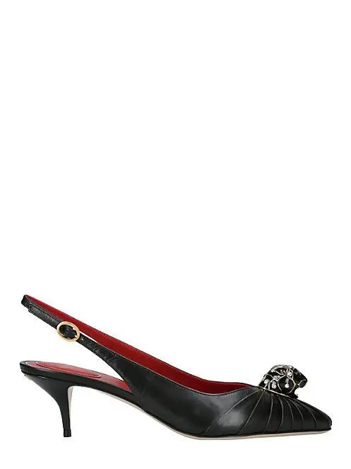 Valentino Garavani Pas De Chat 55 Slingback Leather Pumps - Black