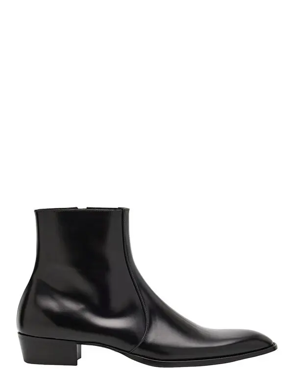 Saint Laurent Roman 35 Leather Ankle Boots - Black