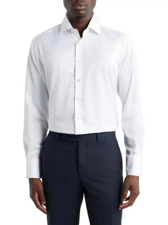 1863 BY ETERNA Modern Fit Cotton Twill Dress Shirt - White