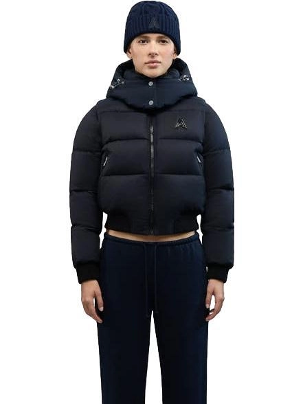 ALPENHAUS Pariset Cropped Puffer Bomber Jacket With Detachable Sleeves - Midnight