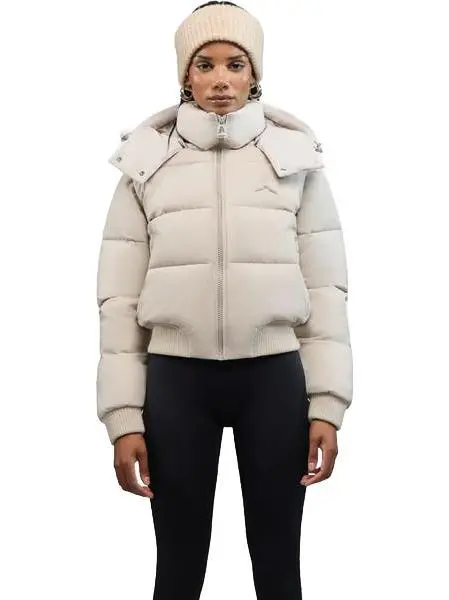 ALPENHAUS Pariset Cropped Puffer Bomber Jacket With Detachable Sleeves - Stone