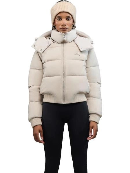 ALPENHAUS Pariset Cropped Puffer Bomber Jacket With Detachable Sleeves - Stone