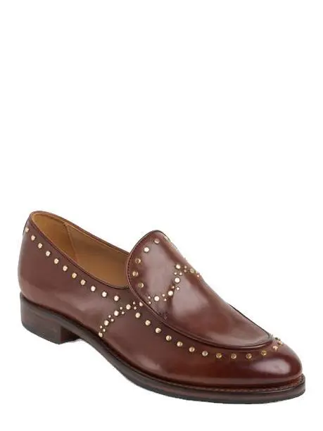 The Office Of Angela Scott Miss Cecilia Studded Loafer - Walnut