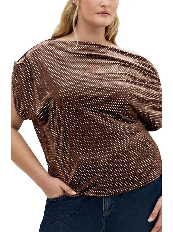 City Chic One-shoulder Top - Bronze