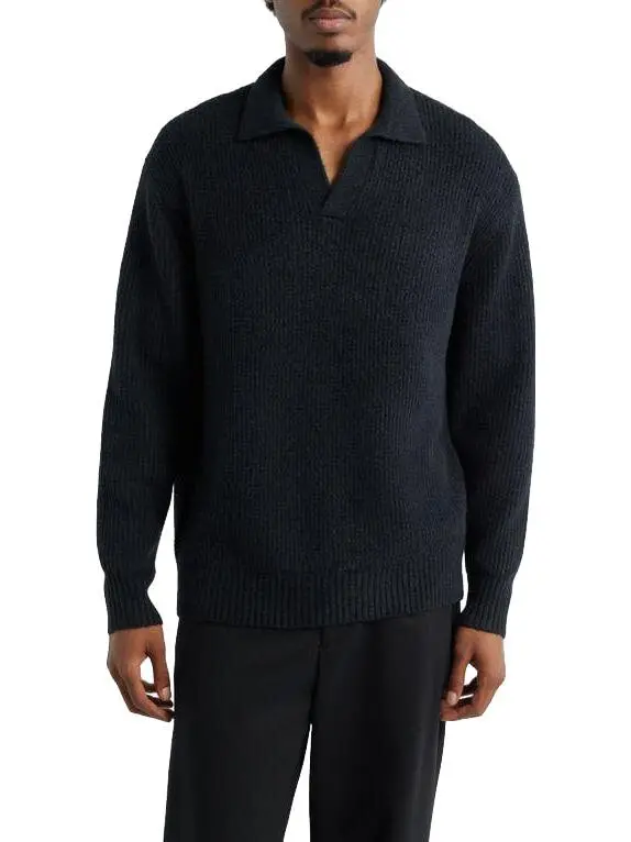 OPEN EDIT Johnny Collar Polo Sweater - Black Caviar