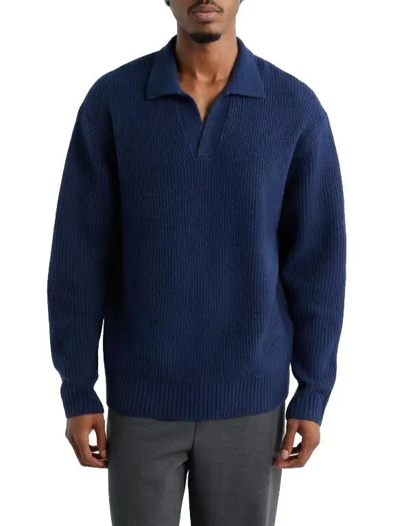 OPEN EDIT Johnny Collar Polo Sweater - Navy Iris