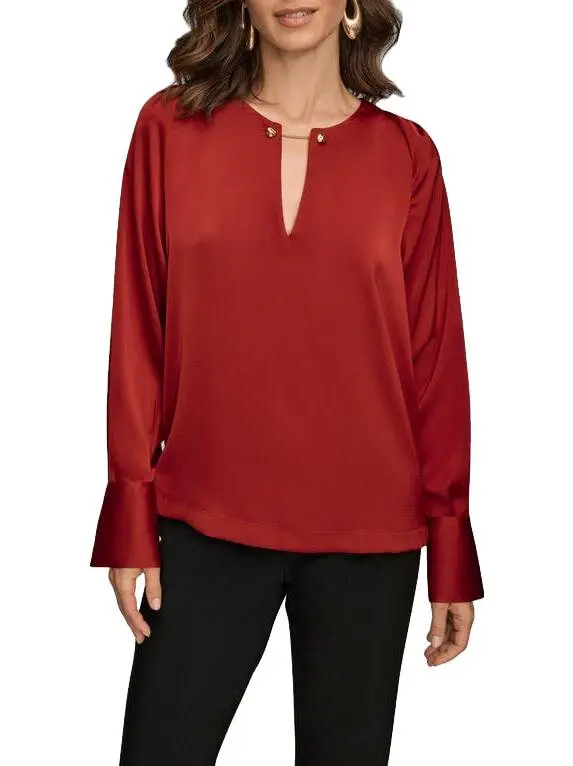 Donna Karan New York Chain Detail Satin Top - Metropolitan Red