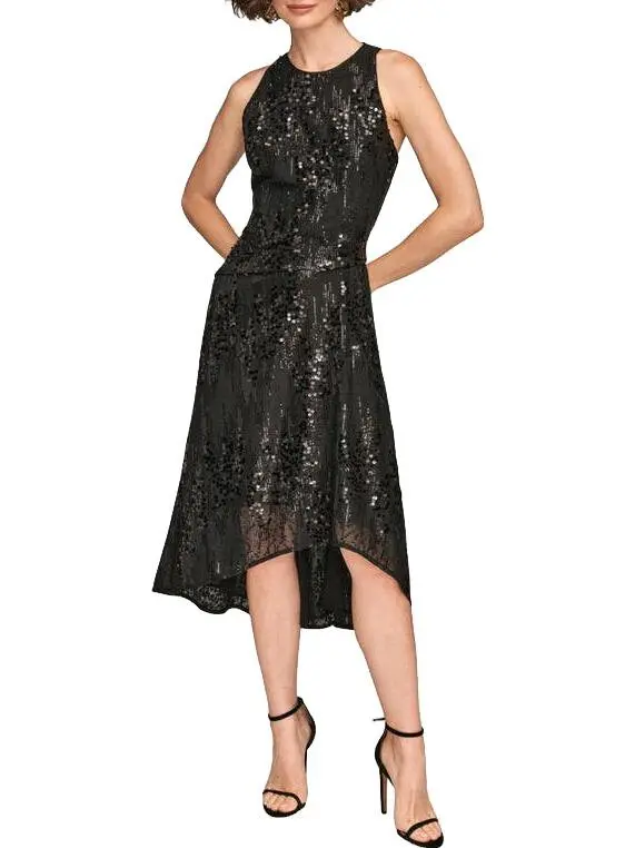 Donna Karan New York Sequin Sleeveless Midi Dress - Black