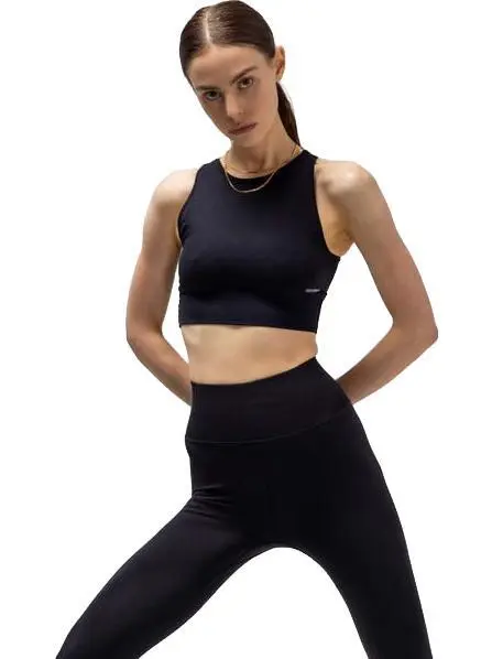 REFORMER The Jersey Keyhole Sports Bra W/fused Waist Band - Black