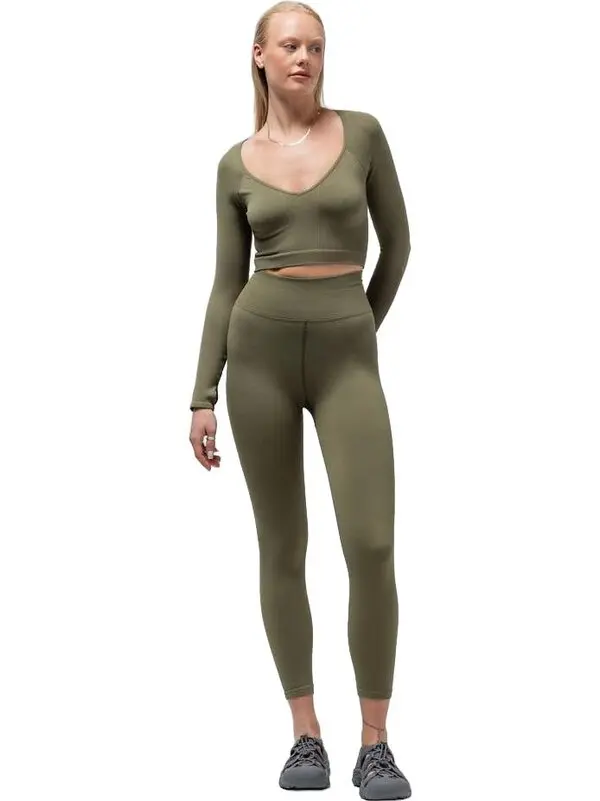 REFORMER V-neck Long Sleeve Crop Top - Olive