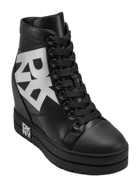 Dkny Clary Wedge Sneakers - Black/silver