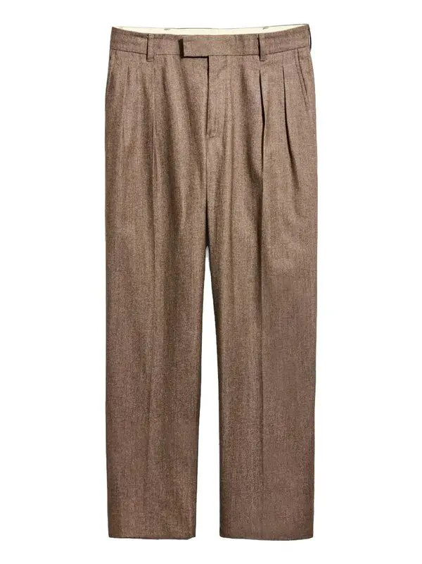 Billy Reid Pleated Cotton & Virgin Wool Dress Trousers - Brown
