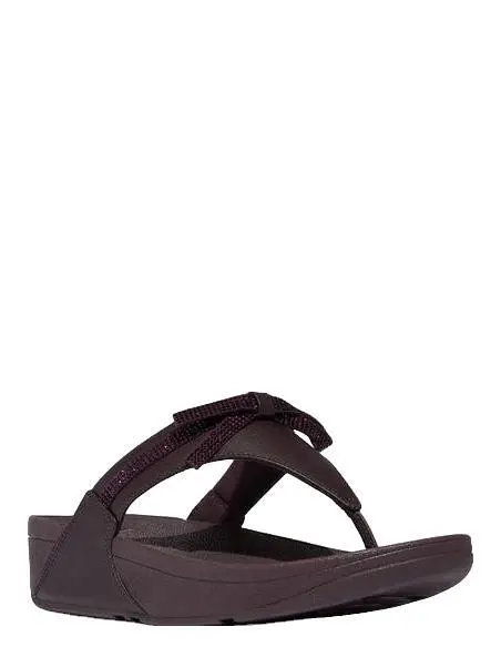 Fitflop Lulu Glitz Bow Leather Toe-post Sandals - Plumberry