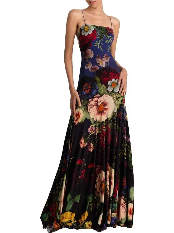 Alice + Olivia Augusta Floral Gown - Magic Garden Gradient