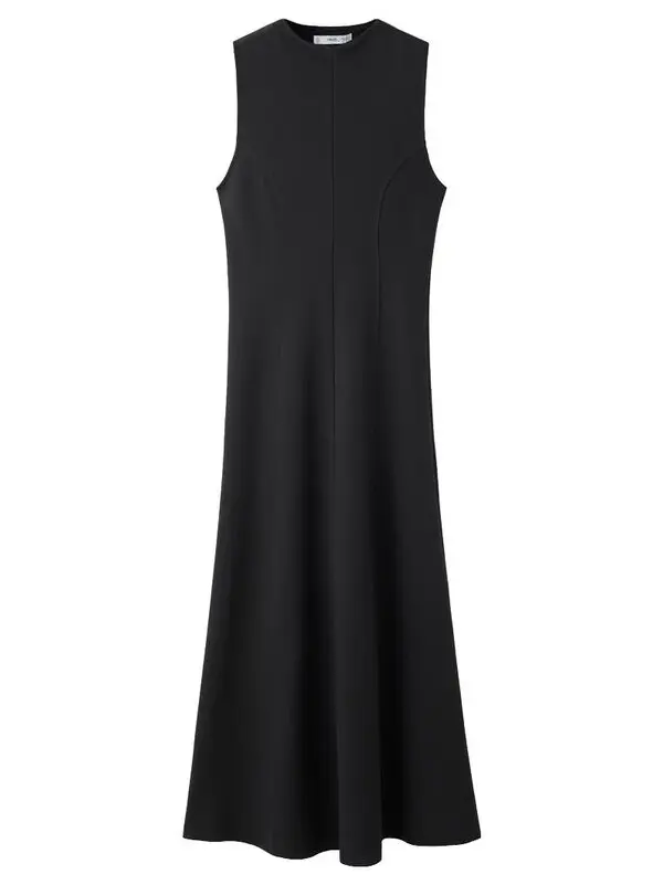 Mango Seam Detail Sleeveless Dress - Black