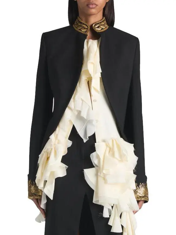 Alexander McQueen Embellished Cutaway Jacket - Black