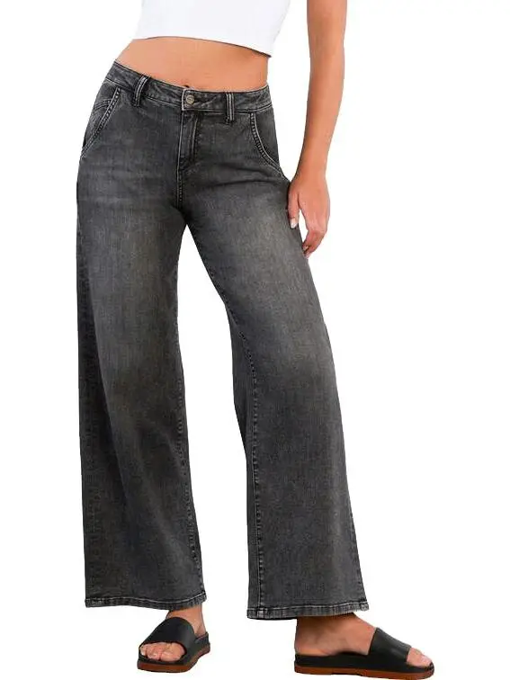 HINT OF BLU Relaxed Wide Leg Jeans - Storm Grey