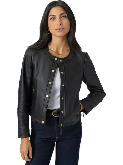 SAINT + SOFIA Skye Leather Jacket - Black