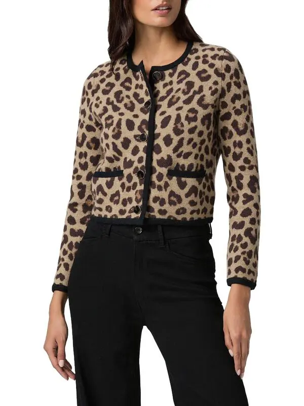 Paige Oberon Leopard Spot Crop Merino Wool Cardigan - Natural Multi