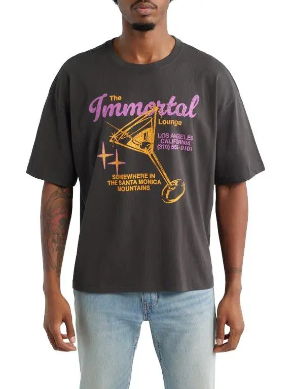THE FORECAST AGENCY Immortal Lounge Crop Cotton Graphic T-shirt - Pirate Black