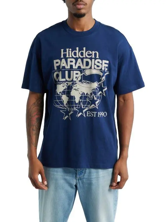 THE FORECAST AGENCY Hidden Paradise Cotton Graphic T-shirt - Navy