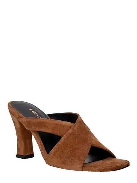 L'Agence Mirabelle Suede Slide Sandals - Buckskin Suede