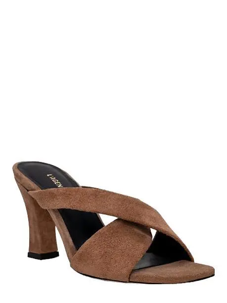 L'Agence Mirabelle Suede Slide Sandals - Sand Suede