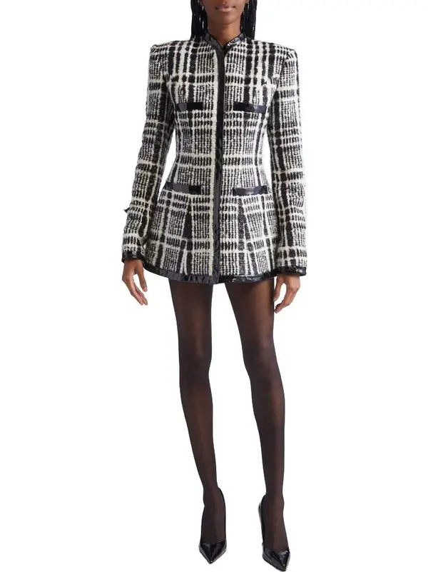 LAQUAN SMITH Long-sleeve Tailored Mini Dress - Black/white/grey