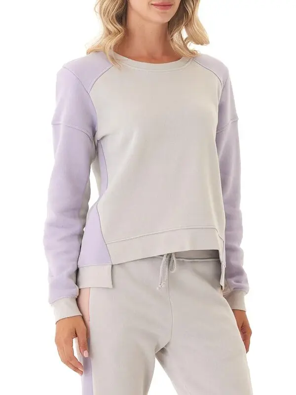 THREADS 4 THOUGHT Libby Colorblock Fleece Sweatshirt - Lunar/foxglove