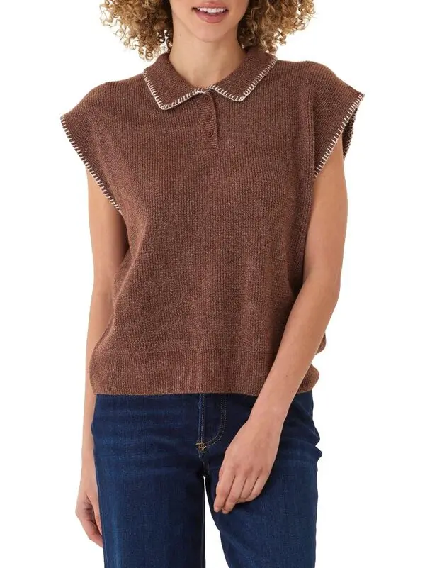 THREADS 4 THOUGHT Julieta Cozy Blanket Stitch Polo Sweater - Praline