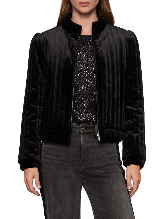 Sanctuary Quilted Velvet Jacket - Black