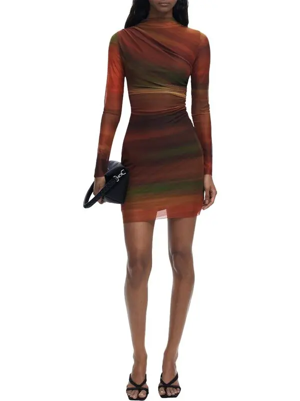 Desigual Mesh Minidress - Dark Orange