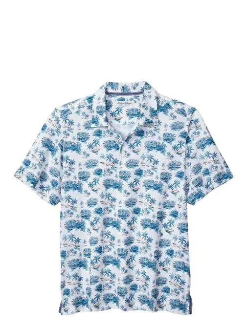 Tommy Bahama Bahama Coast Palm Scape Islandzone® Camp Shirt - Azul Mar