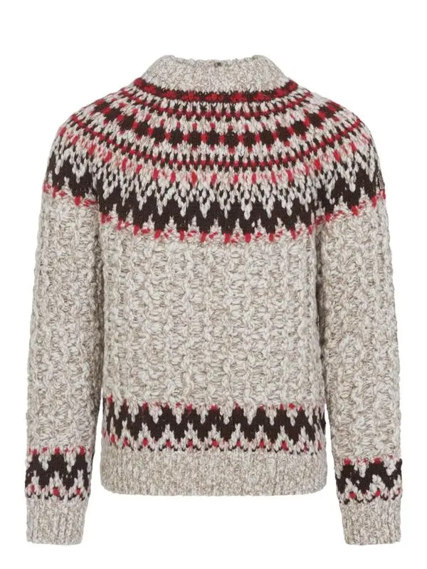 Moncler Geometric Virgin Wool Sweater - Beige