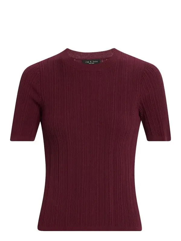 Rag & Bone Camryn Pointelle Tee - Plum