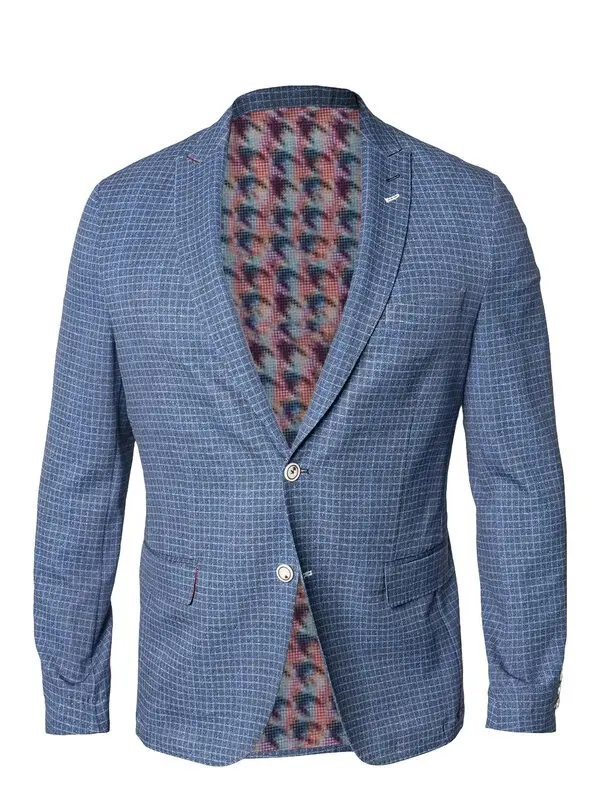 MACEOO Descartes Vortex Check Unconstructed Blazer - Blue