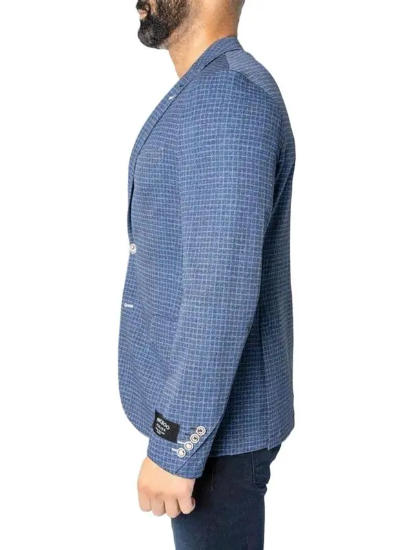 MACEOO Descartes Vortex Check Unconstructed Blazer - Blue