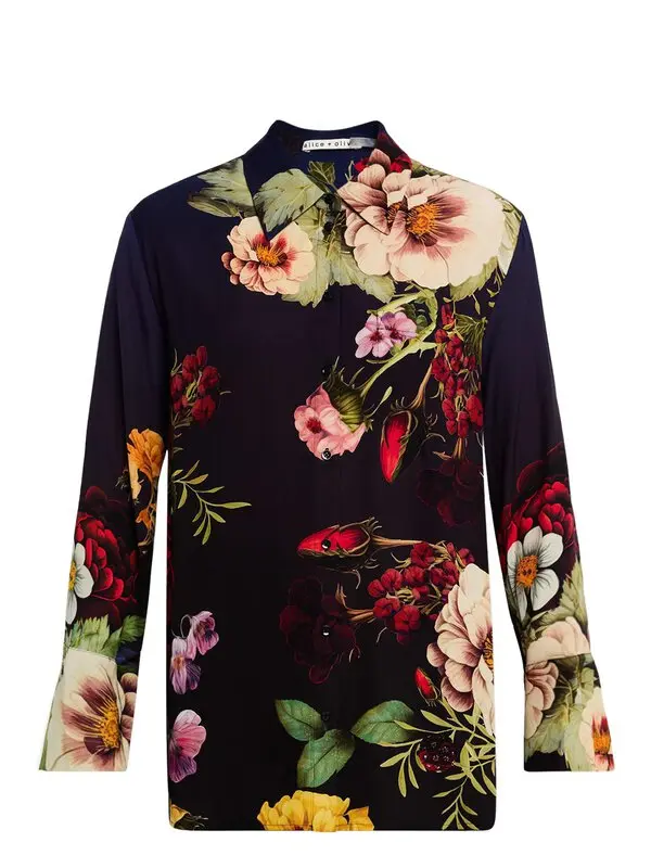 Alice + Olivia Magic Garden Finely Oversized Long-sleeve Shirt - Magic Gard