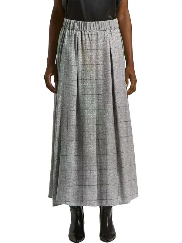 Peserico Checked-pattern Pleated Maxi Skirt - Grey