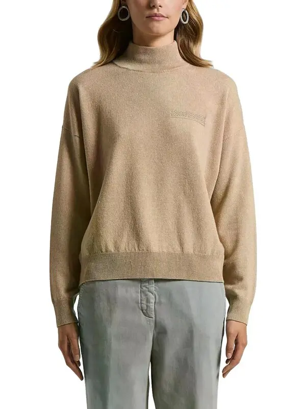 Peserico High-neck Sweater With Pocket - Neutrals
