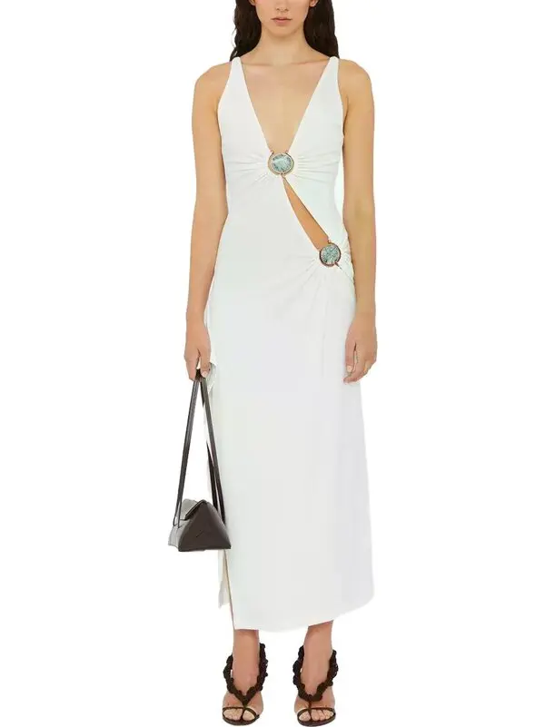 Christopher Esber Cascade Tank Midi Dress With Stone Detail - White